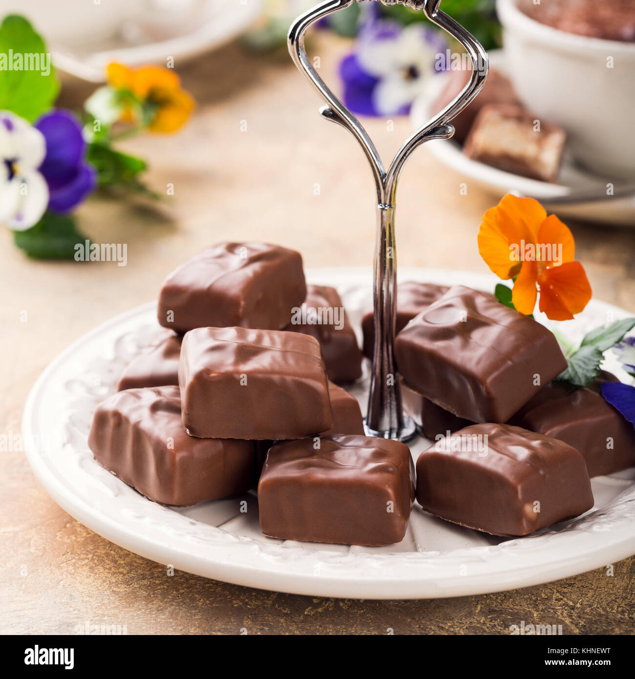 Soft nougat chocolate sweets Stock Photo - Alamy