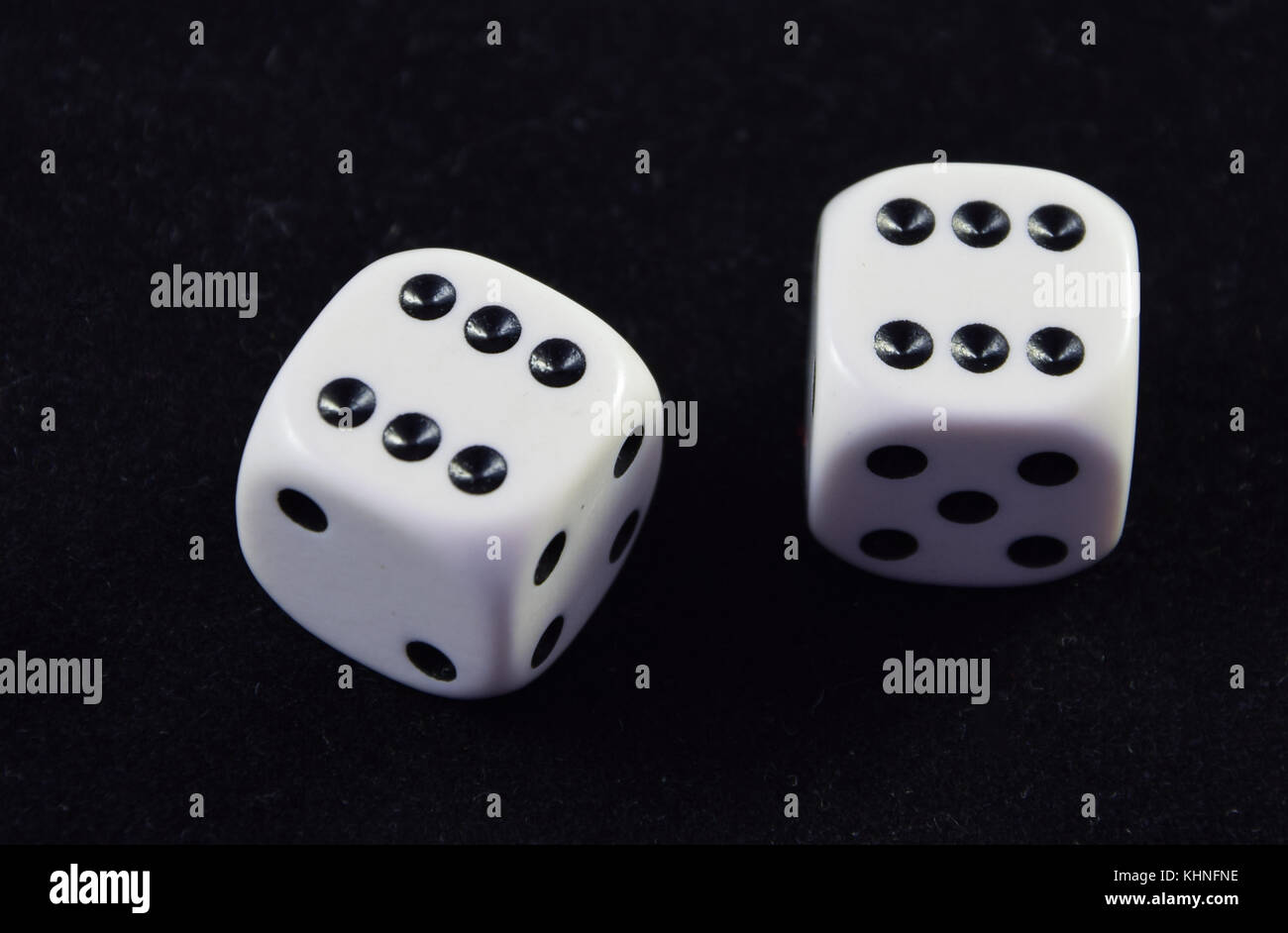 A pair white of dice showing Double six Stock Photo - Alamy