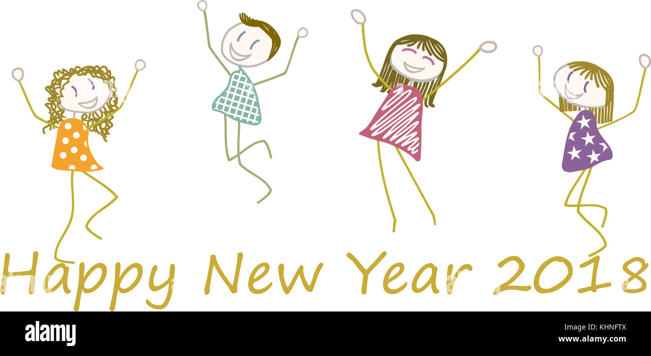 Men, women or children are jumping for joy to celebrate the new year ...