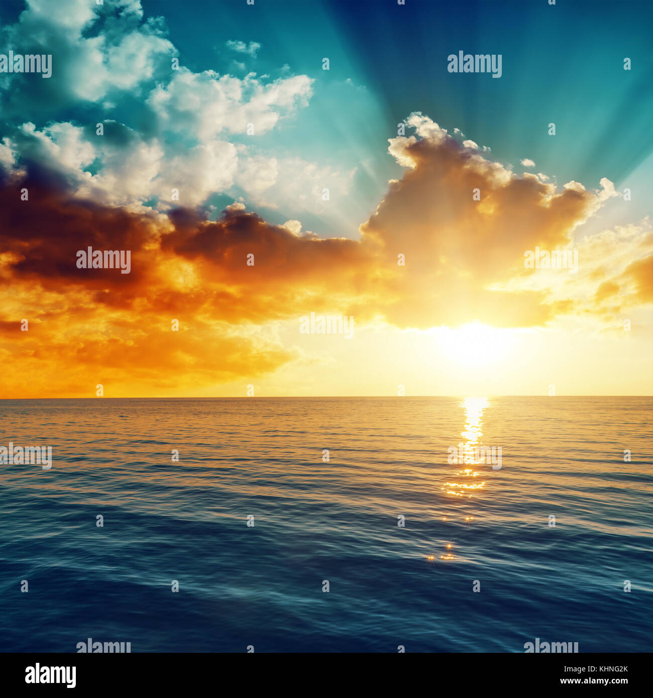 beautiful sunset over the sea Stock Photo - Alamy