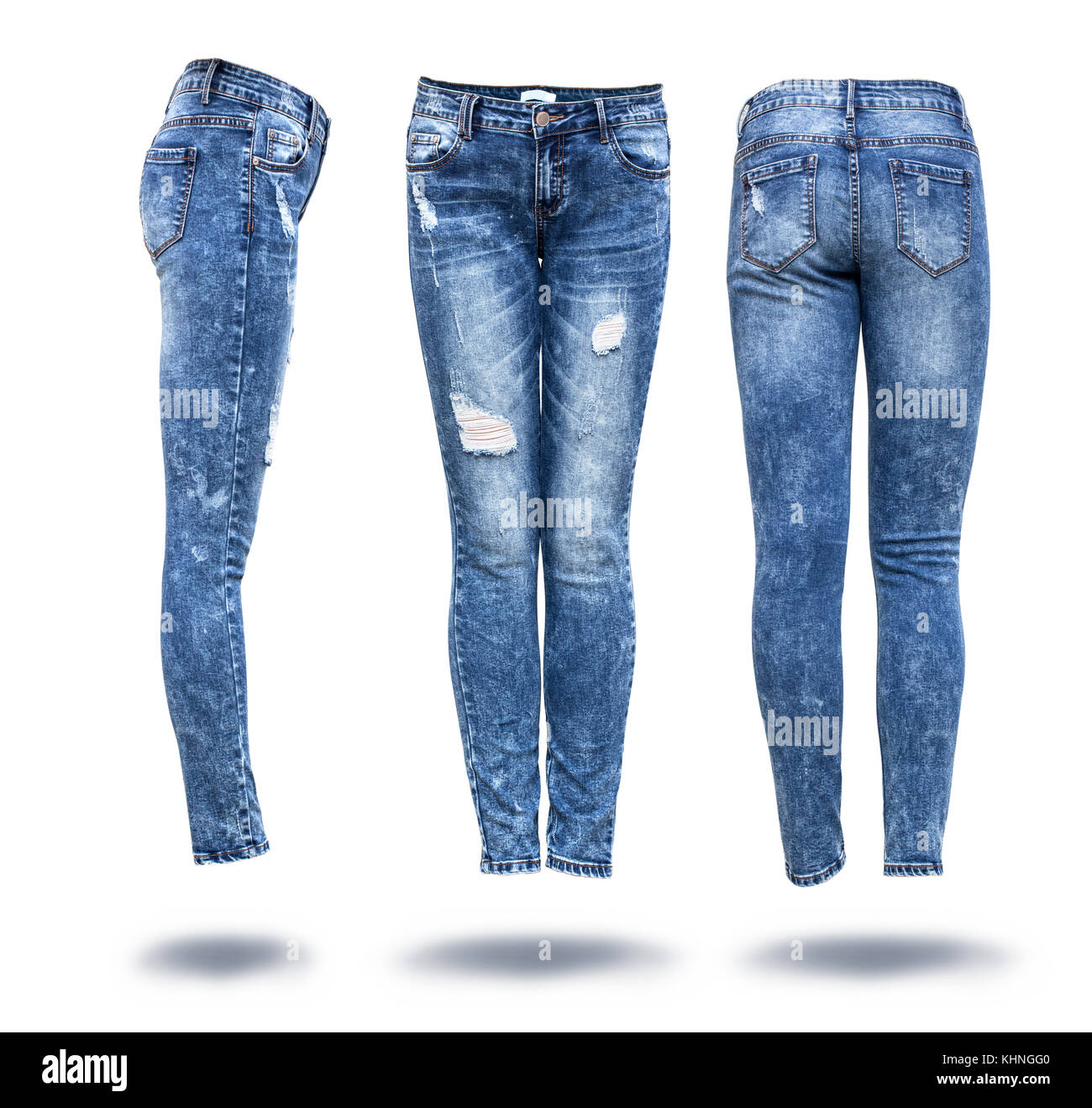 Woman in jeans front Cut Out Stock Images & Pictures - Alamy