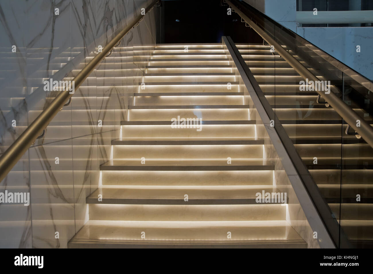 Stair case in the modern hotel interior . Bright stairs in the hotel ...