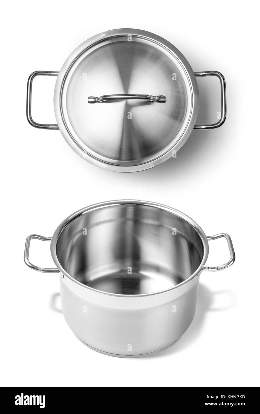 Stainless steel pot without cover. Isolated on white background Stock ...
