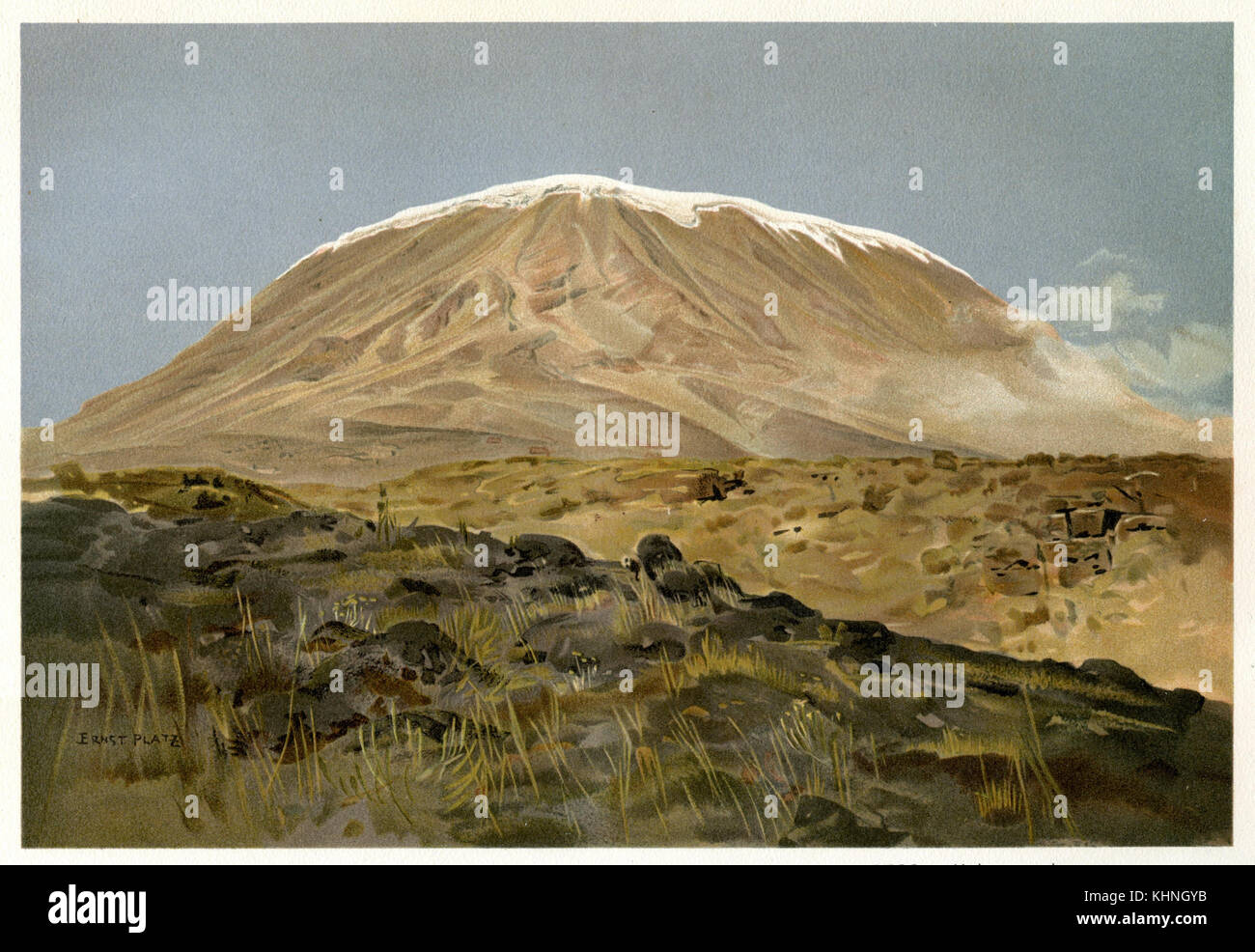 Kibo, Western peak of the Kilimanjaro, seen from the northeast (Kibo ...