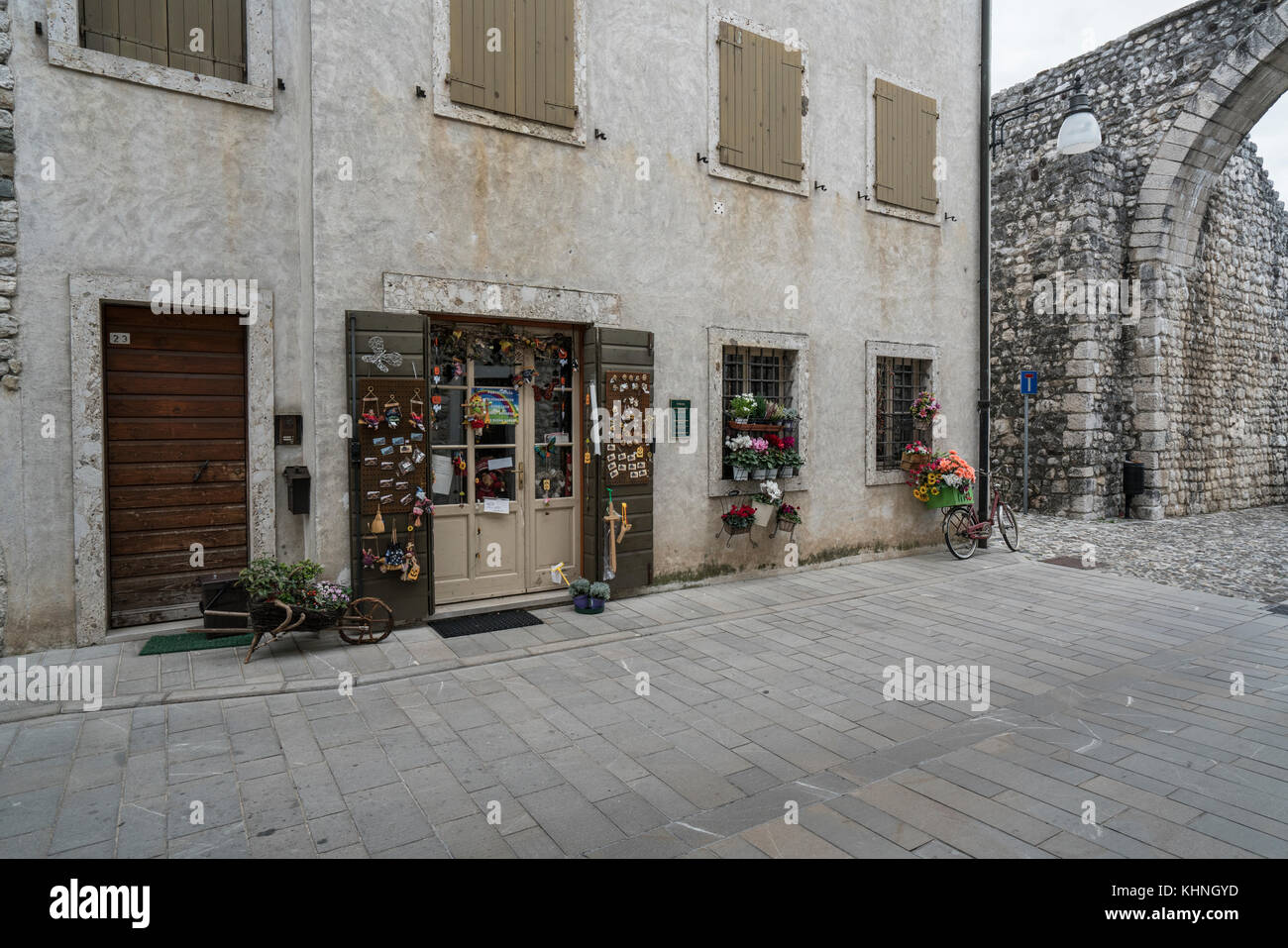 View of the streets of the old town in Venzone, Friuli, Italy Stock ...