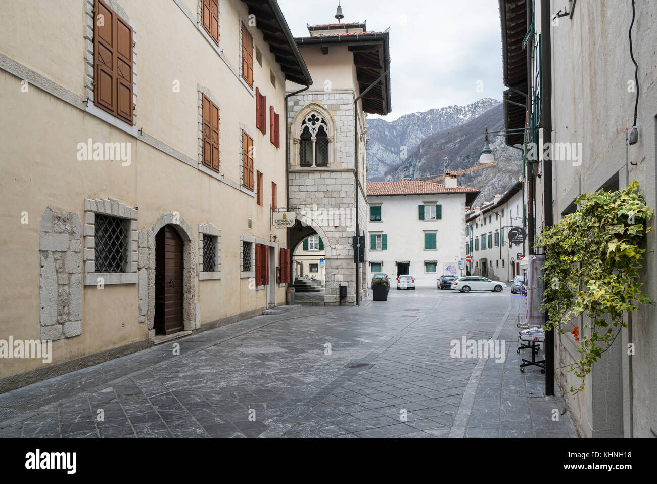 View of the streets of the old town in Venzone, Friuli, Italy Stock ...