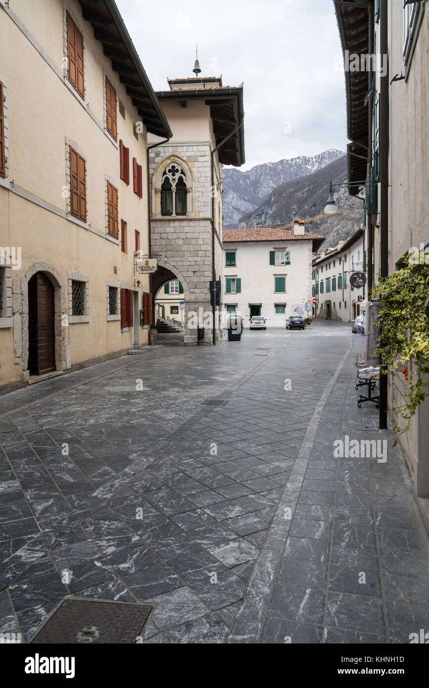View of the streets of the old town in Venzone, Friuli, Italy Stock ...