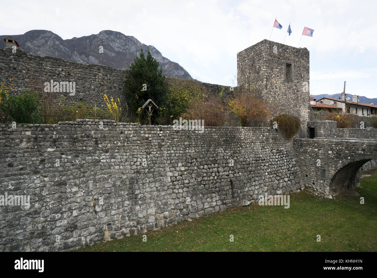 A panoramic view of the Ancient City Wall of Venzone, Friuli, Italy ...