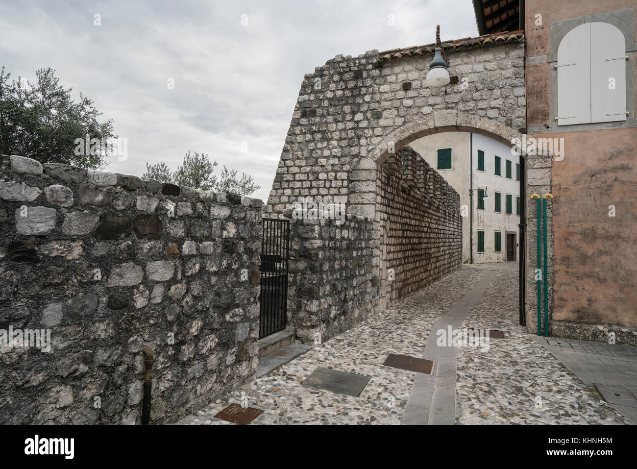 A panoramic view of the Ancient City Wall of Venzone, Friuli, Italy ...