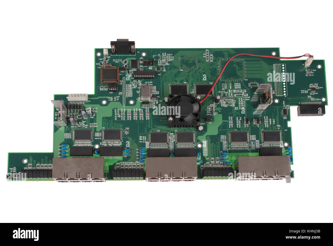close-up of a green computer circuit on white background Stock Photo ...