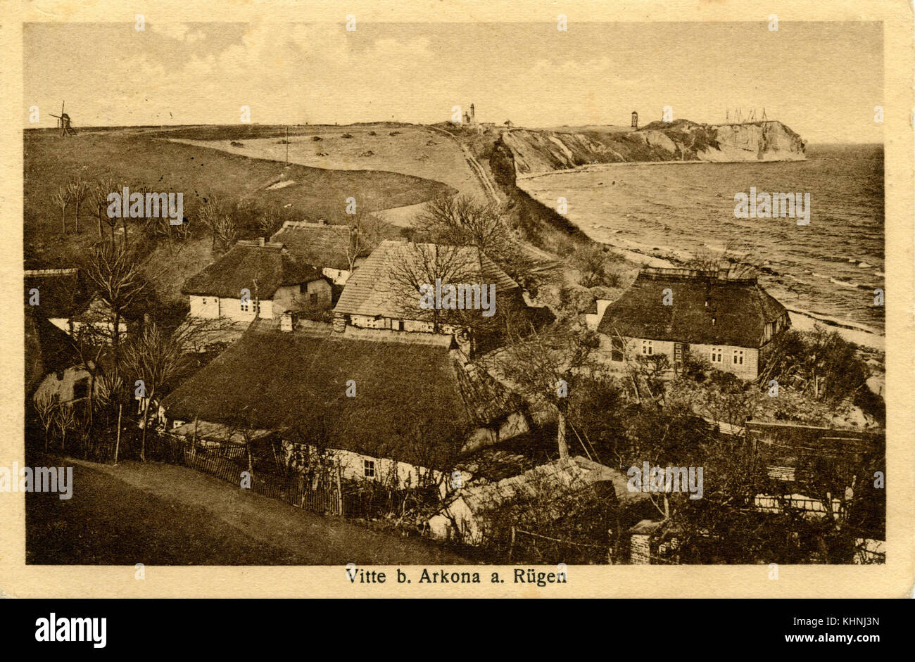 Fishing village of Vitte at Arkona on Rügen (Fischerdorf Vitte bei ...