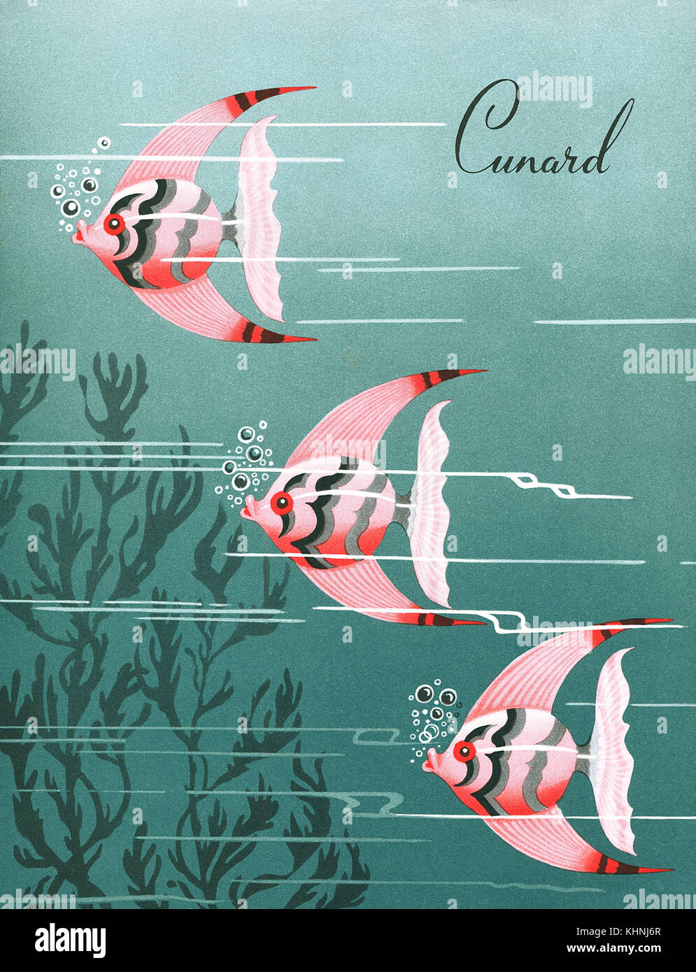 1958 Cunard Line menu cover Stock Photo - Alamy