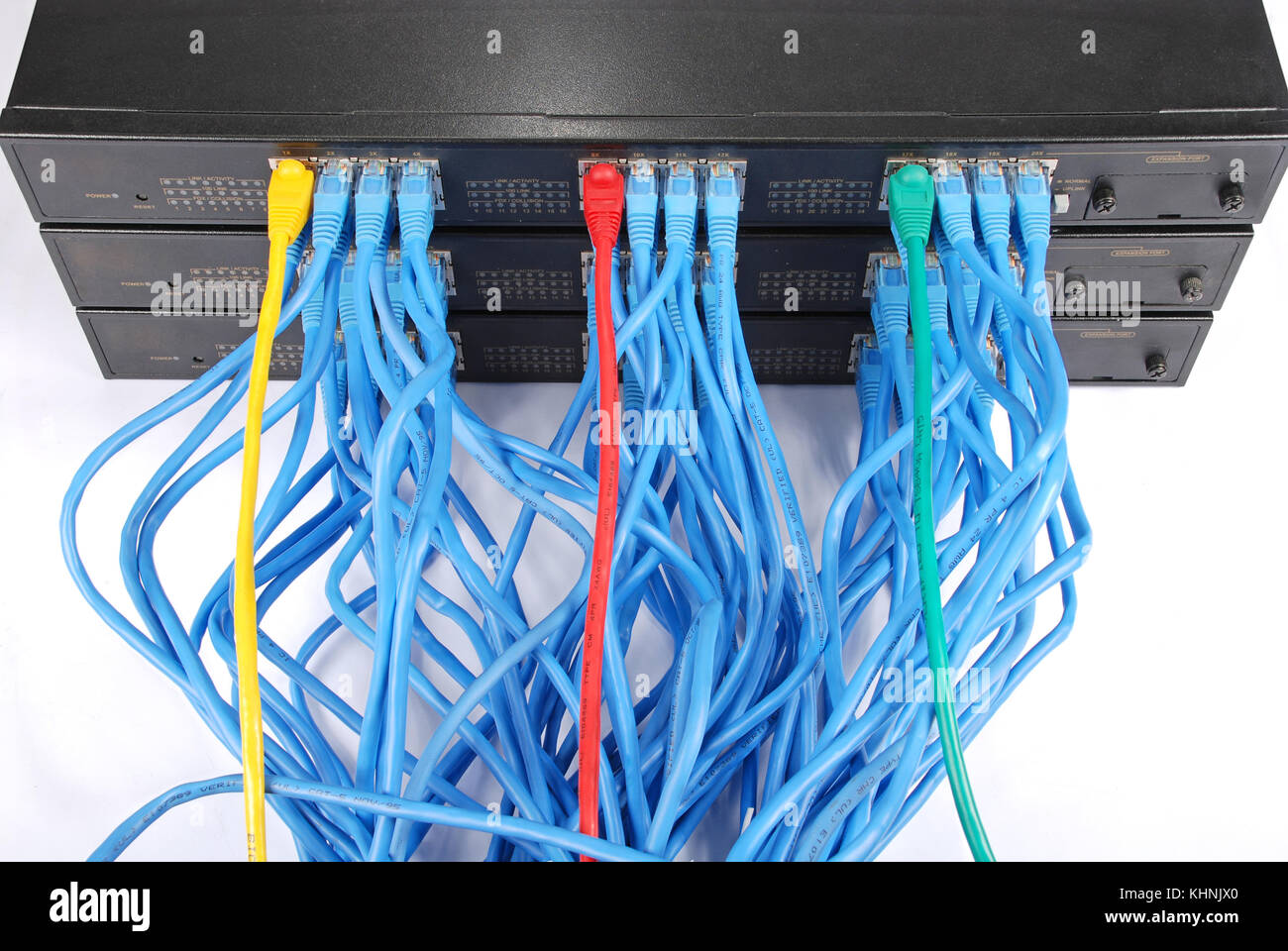 network hub and patch cables Stock Photo - Alamy