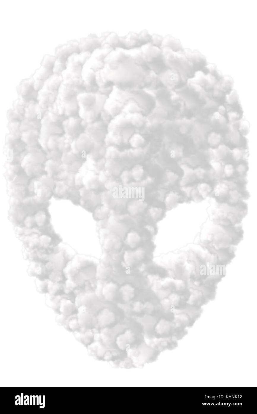 The alien from clouds on a white background Stock Photo - Alamy