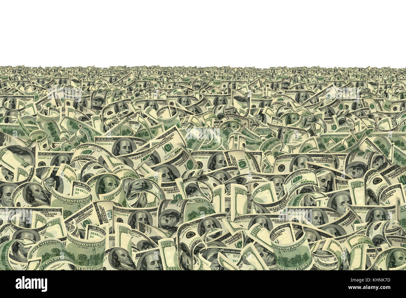 Conceptual image with sea of money or money land. All banknotes ...
