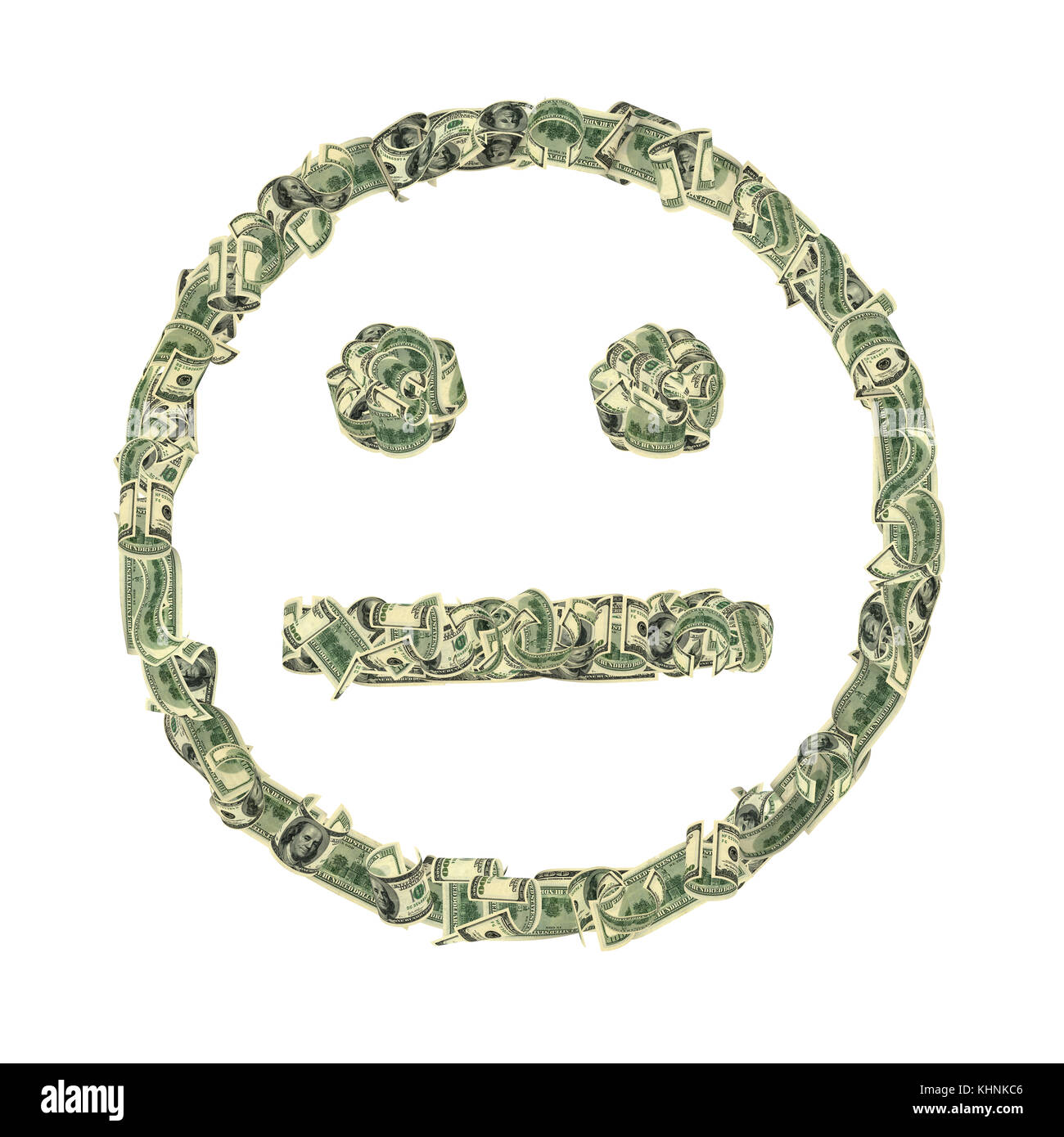 Symbol of indifference combined from dollars on white background Stock ...
