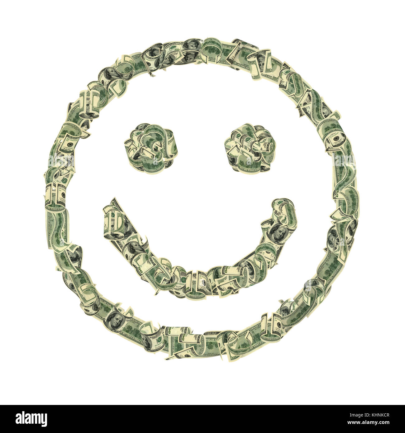 Smile combined from dollars on white background Stock Photo - Alamy
