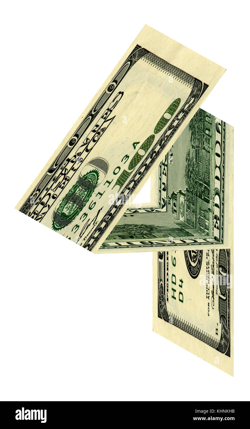Numbers four dollars. Isolated on white Stock Photo - Alamy