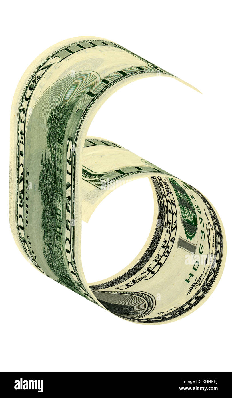 Numbers six dollars. Isolated on white Stock Photo - Alamy