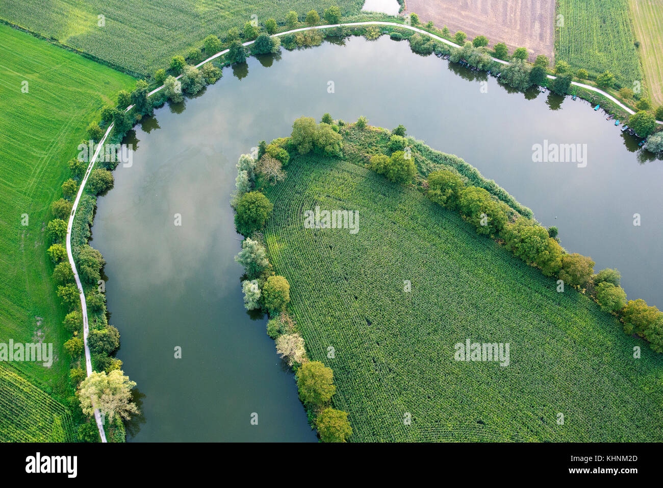 Bend in the Old Durme River , winding through agricultural fields and ...