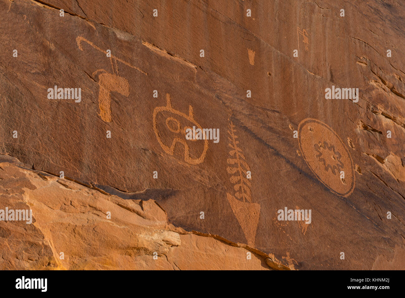 Petroglyphs made by Ancestral Puebloans with bullet holes, Wolfman ...