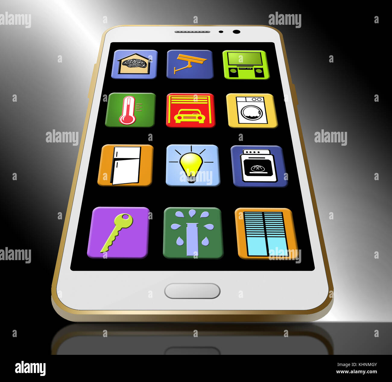 Smart home apps on a cell phone illustration Stock Photo - Alamy