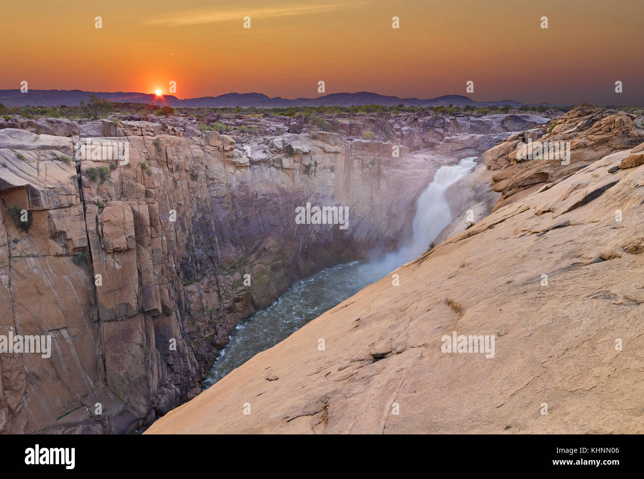 Sunris over Augrabies Falls on the Orange River, Augrabies Falls Park ...