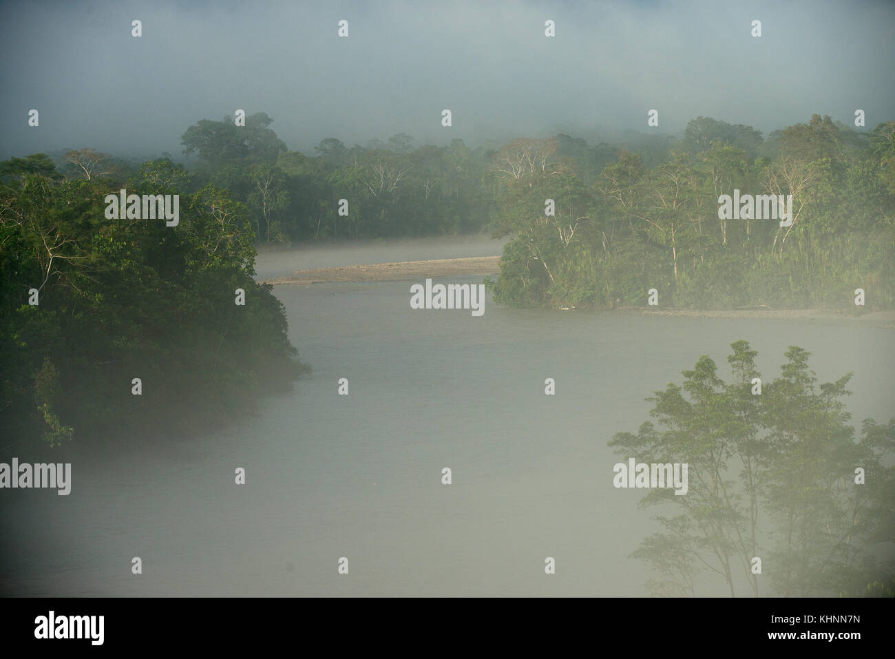 Mist over river, Napo River, Amazon, Ecuador Stock Photo - Alamy