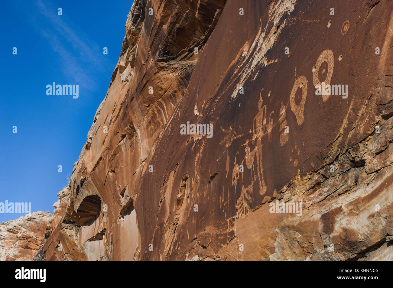 Petroglyphs made by Ancestral Puebloans with bullet holes, Wolfman ...