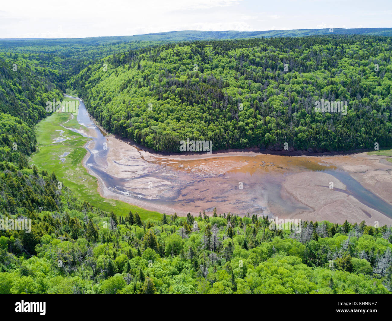 Estuary, Cobequid Mountains, Chignecto Bay, Nova Scotia, Canada Stock ...