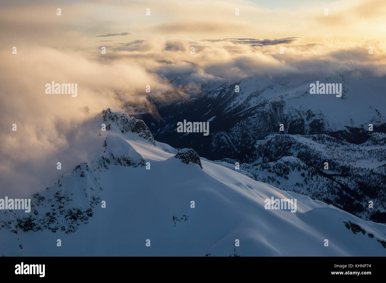 Surreal Aerial Landscape View of mountains around Tantalus Range near ...