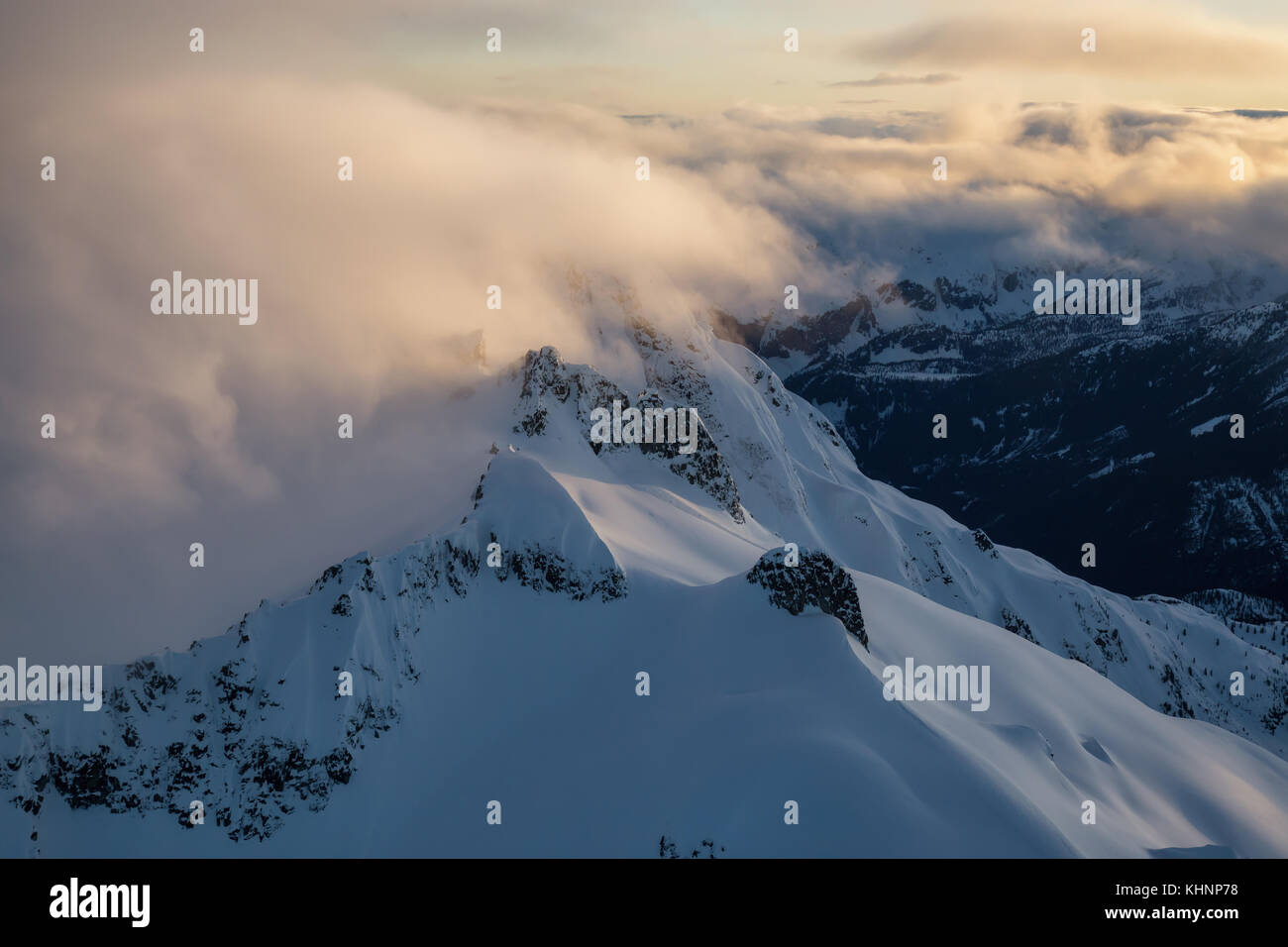 Surreal Aerial Landscape View of mountains around Tantalus Range near ...