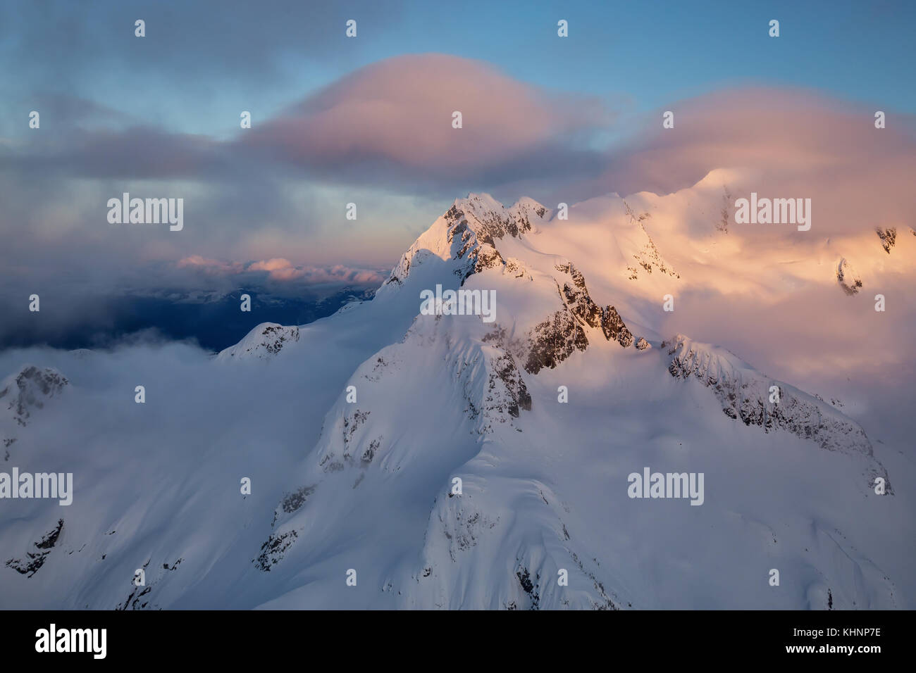 Surreal Aerial Landscape View of mountains around Tantalus Range near ...