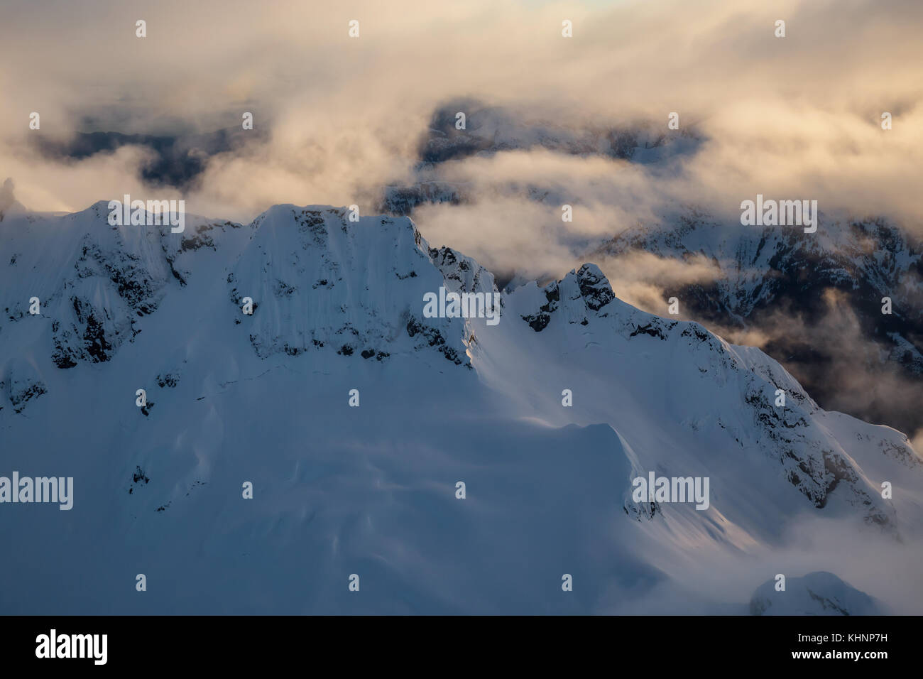 Surreal Aerial Landscape View of mountains around Tantalus Range near ...