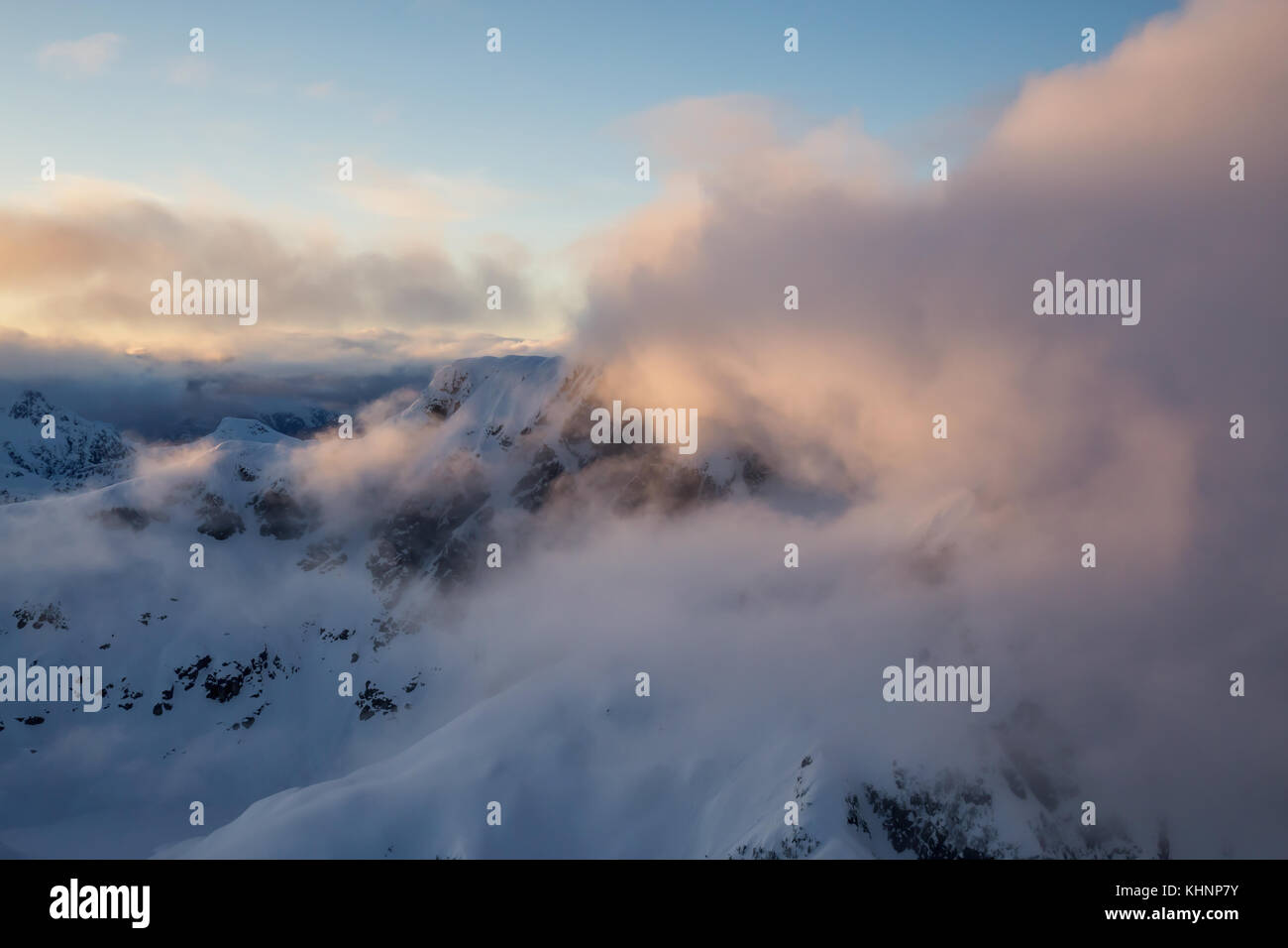 Surreal Aerial Landscape View of mountains around Tantalus Range near ...