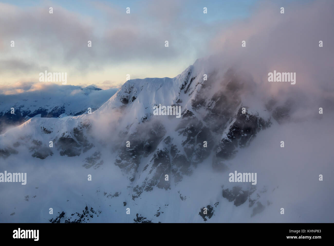 Surreal Aerial Landscape View of mountains around Tantalus Range near ...