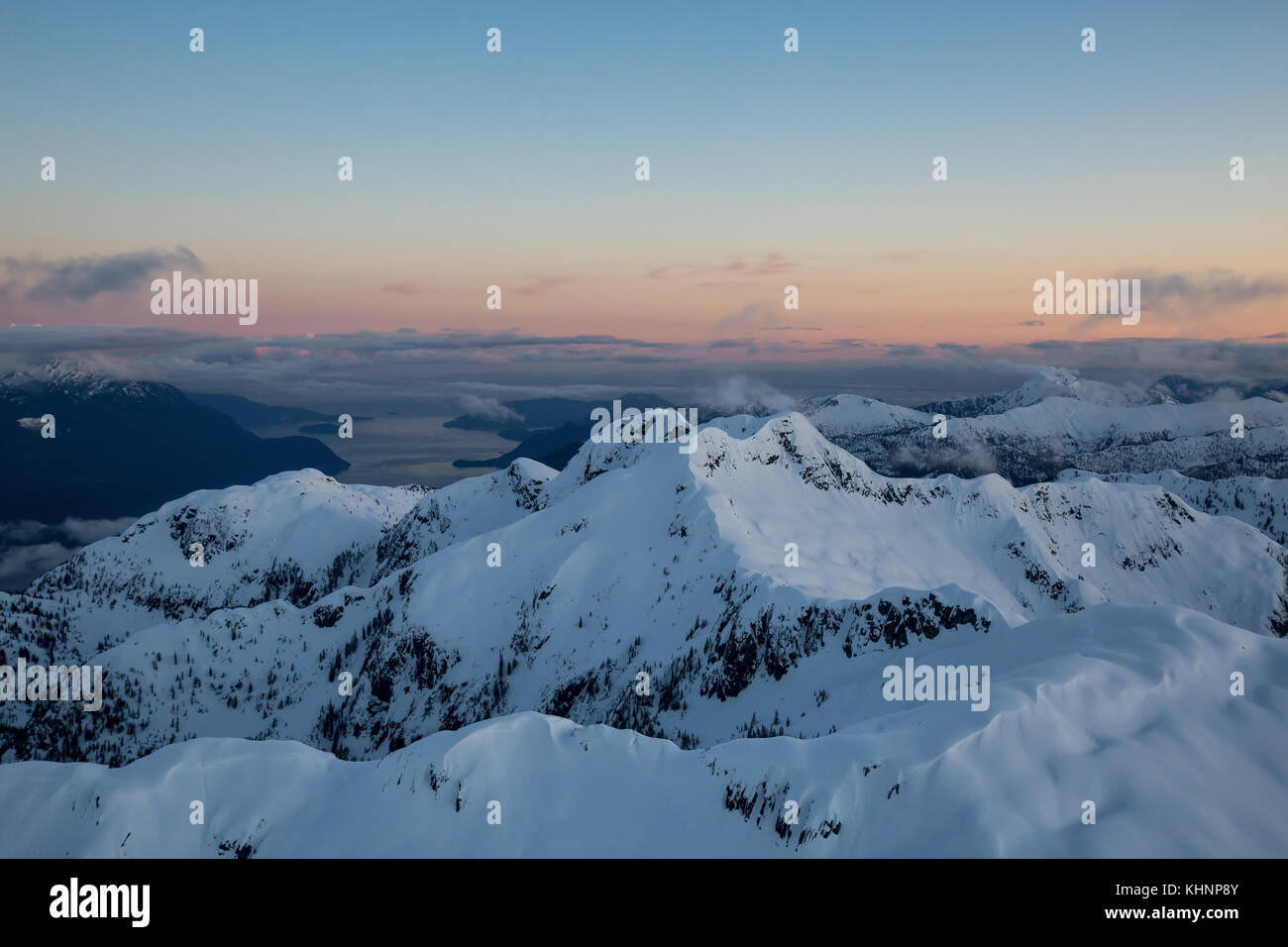 Surreal Aerial Landscape View of mountains around Tantalus Range near ...