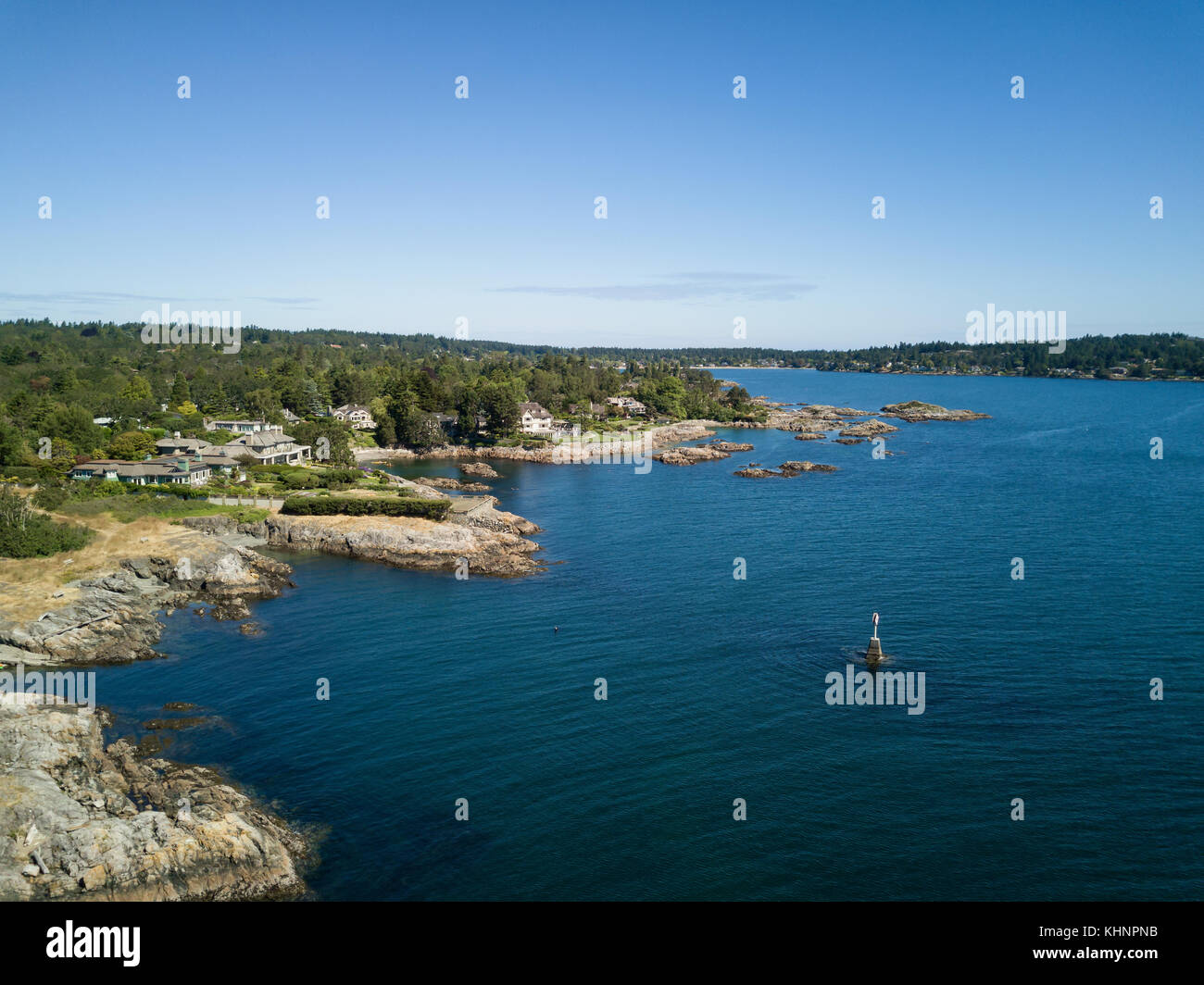 Aerial landscape view of a beautiful rocky shore on Pacific Coast ...