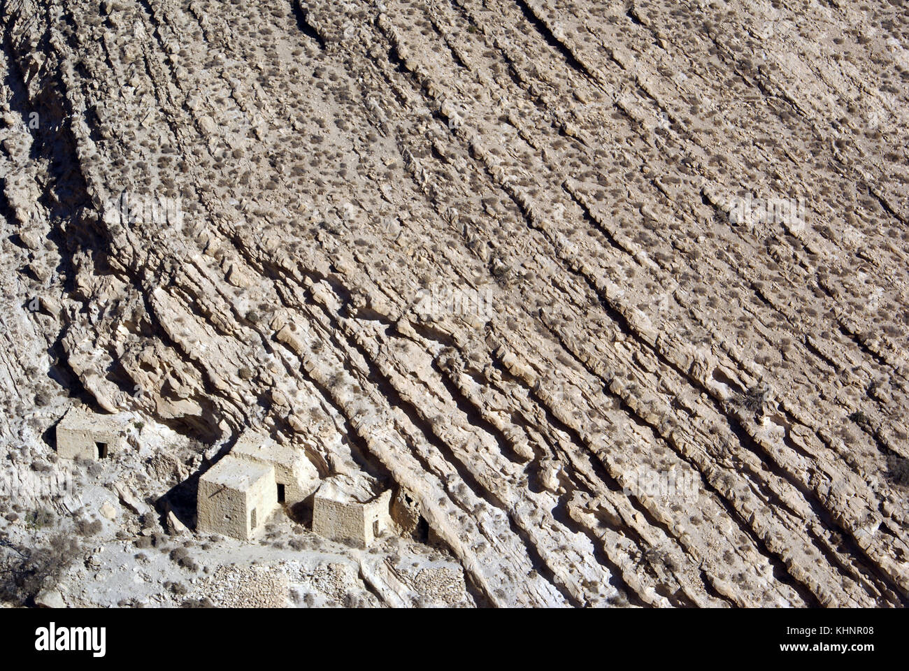 Stone houses on the end of mount in Jordan Stock Photo - Alamy