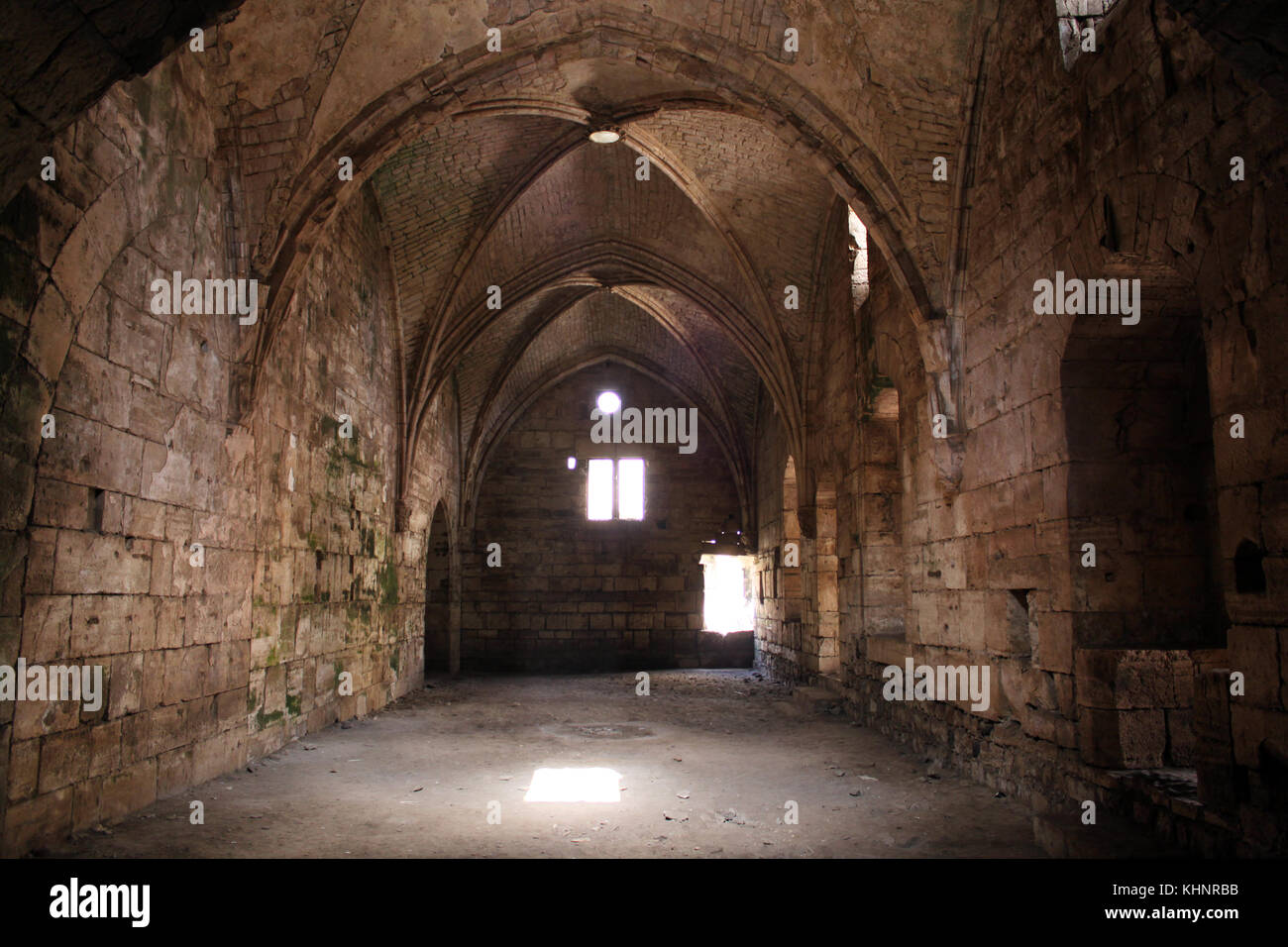 Inside big castle Krak de Chevalier in Syria Stock Photo - Alamy