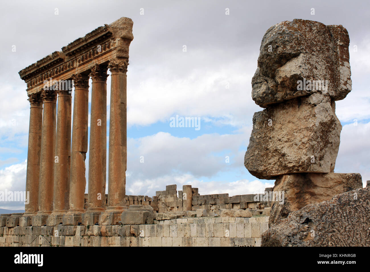 Big stones and columns of temple in Baalbeck, Lebanon Stock Photo - Alamy