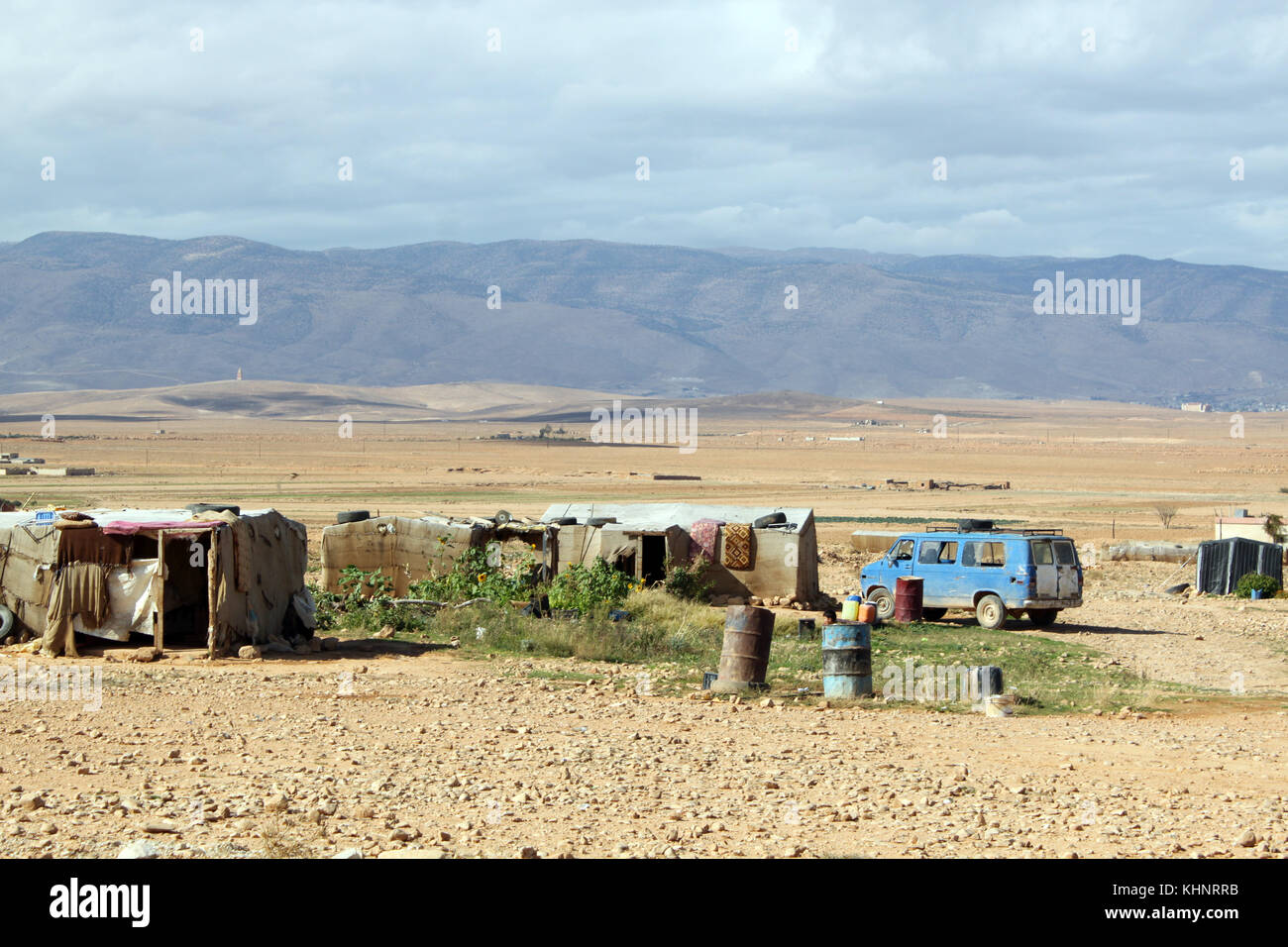 Tents on the stone desert in Bekaa valley in Lebanon Stock Photo - Alamy