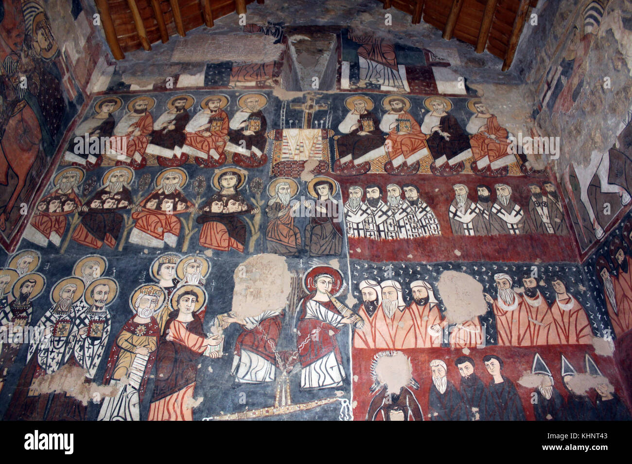 Images of saints on the wall of church in monastery Mar Musa, Syria ...