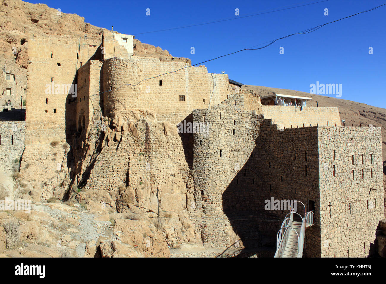 Stone walls of monastery Mar Musa in Syria Stock Photo - Alamy