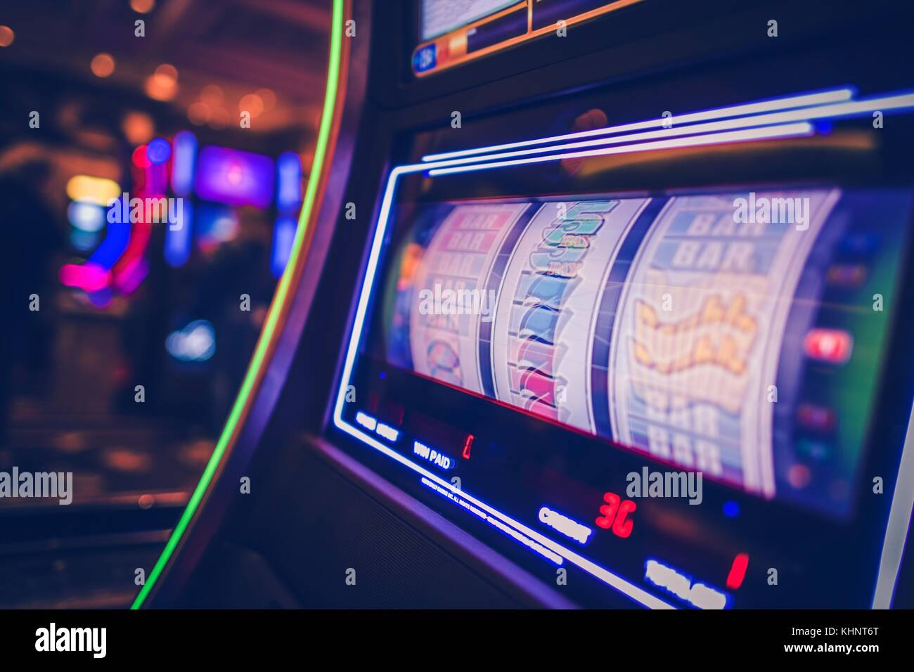 Spinning Drums of Slot Machine Inside the Casino. Modern Digital One ...