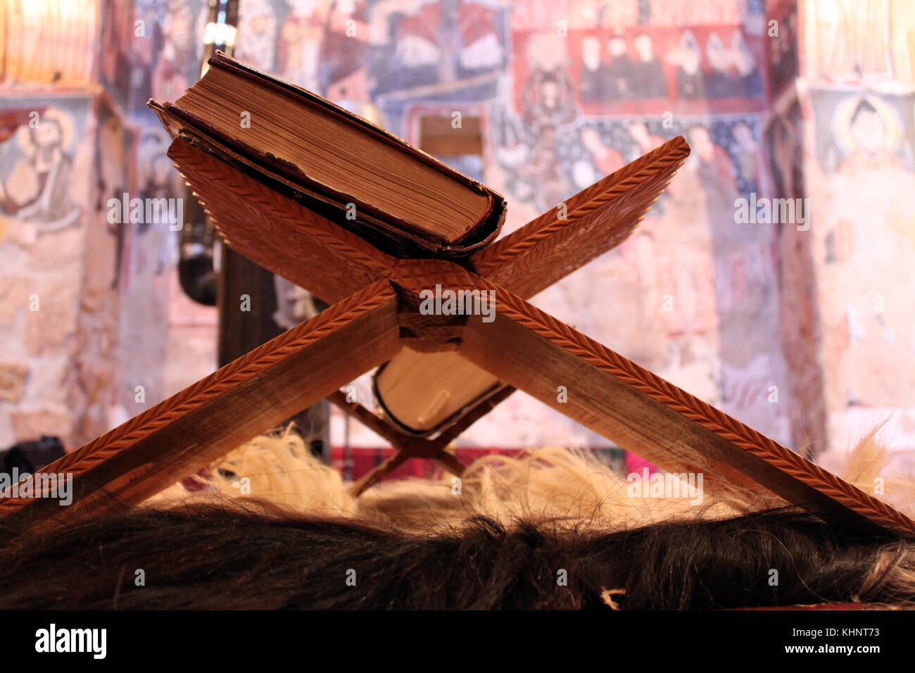 Bible inside church in monastery Mar Musa, Syria Stock Photo - Alamy