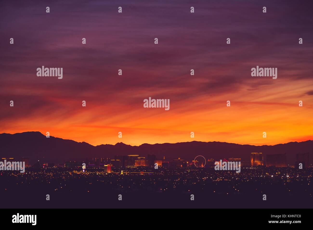 Las Vegas Scenic Skyline Sunset. City Panorama with Strip on Horizon ...