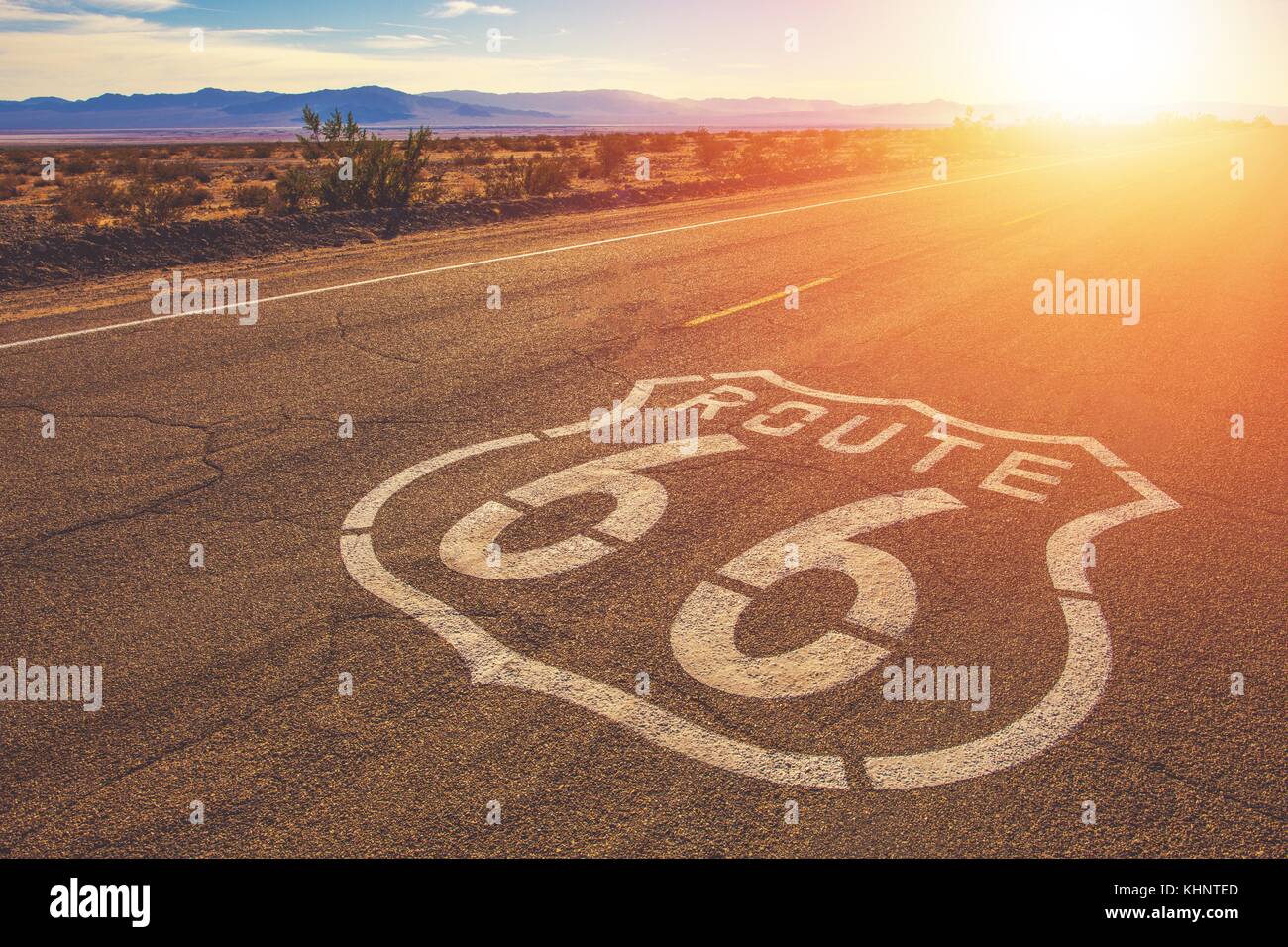 California Route 66 and Mojave National Preserve Landscape. United ...