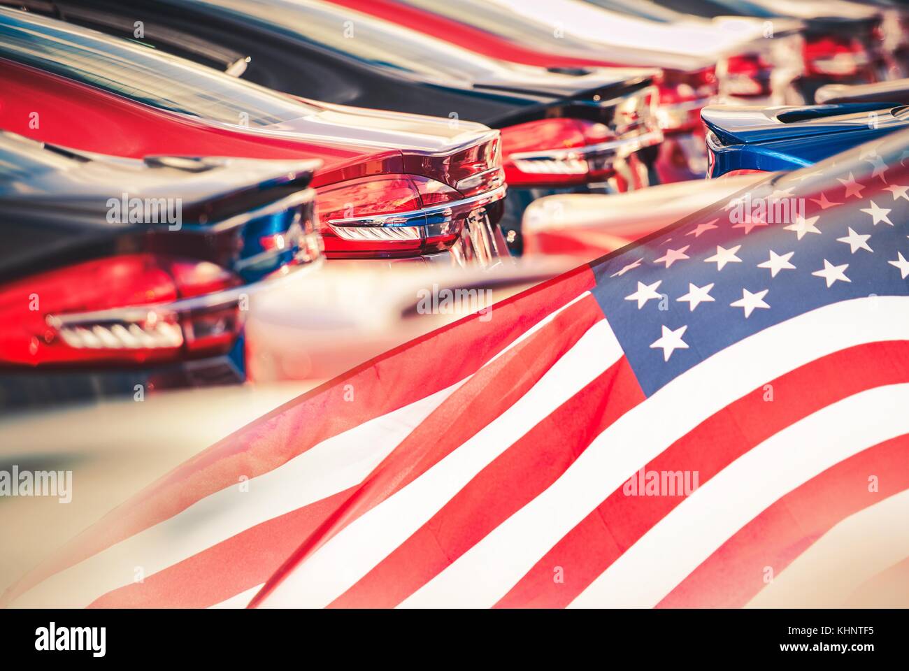 Buying American Made Cars. Supporting American Economy Concept ...