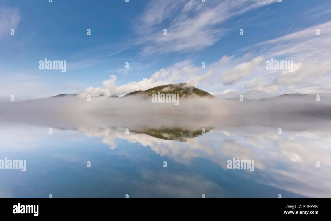 "Mist near island with old growth temperate rainforest, Moresby Island ...